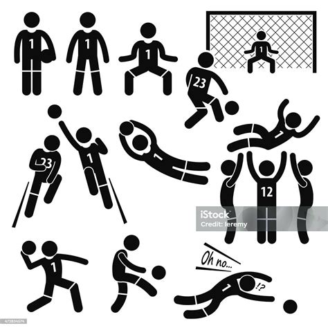 Goalkeeper 조치관련 미식 축구 스틱피겨 그림 문자 아이콘 축구에 대한 스톡 벡터 아트 및 기타 이미지 축구 아이콘
