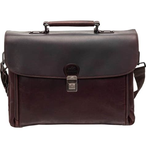 MANCINI Buffalo Brown Double Compartment Briefcase For 15 6 In Laptop