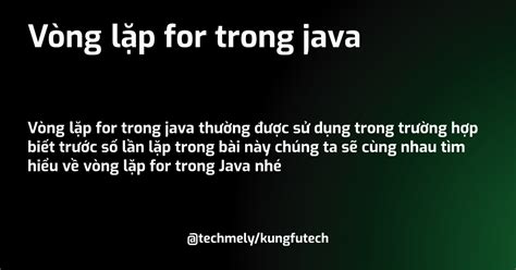 Vòng Lặp For Trong Java