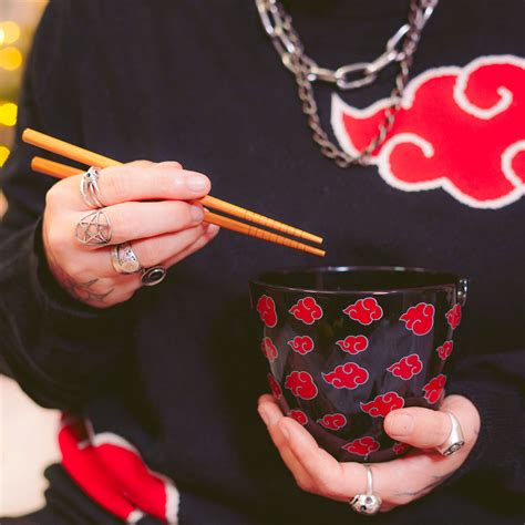 Naruto Akatsuki Ramen Bowl With Chopsticks Elbenwald
