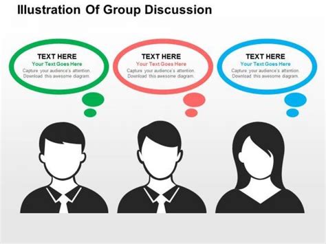 Illustration Of Group Discussion Powerpoint Templates