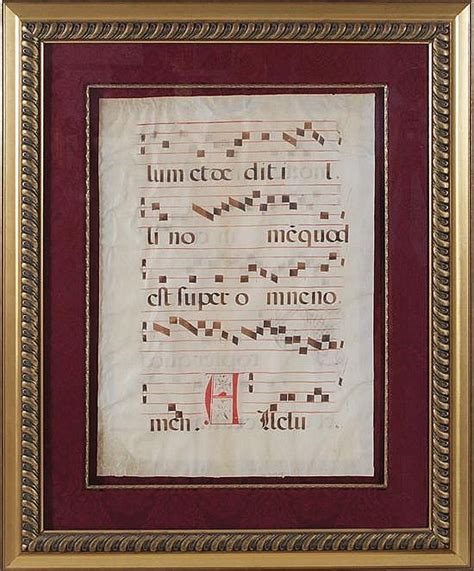 Lot Baroque Antiphonal Sheet Music On Vellum Sheets Framed 2pcs