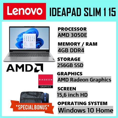 Jual Laptop Lenovo Ideapad Slim Amd E Gb Gb Inch Grey Shopee Indonesia