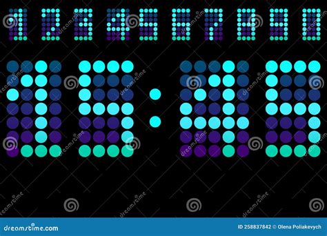 Blue Clock Black Background Time Clock Neon Font Vector Illustration