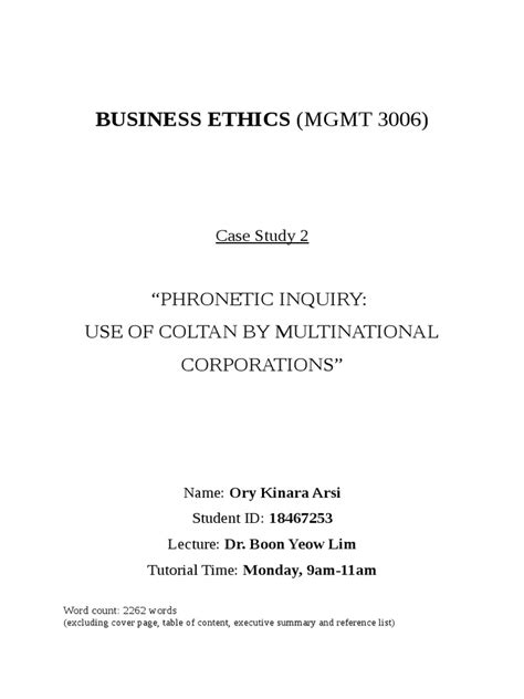 Business Ethics Assignment 2 Pdf Corporate Social Responsibility