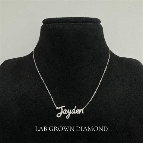 Personalized Diamond Name Necklace 14k Solid Gold Lab Grown Diamond