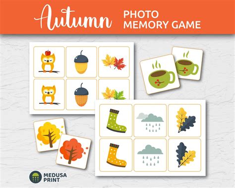 Autumn Photo Memory Game Fall Memory Game Fall Activities Memory Game Educational
