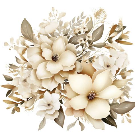 Beige Flower Clipart 100 Pastel Floral Png Graphics Digital Download