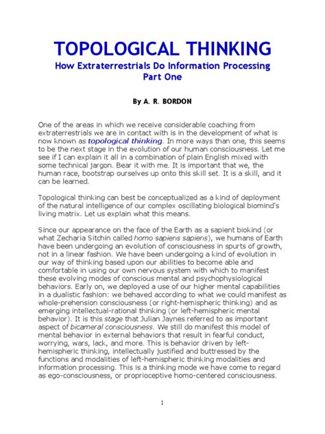 Topological Thinking Ets Information Processing Part 1 Pdf Thought Consciousness