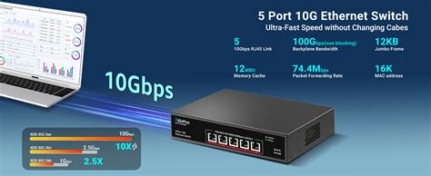 5 Port 10gb Ethernet Switch Unmanaged With 5 X 10g Rj45 Ports Gigaplus 10gbe