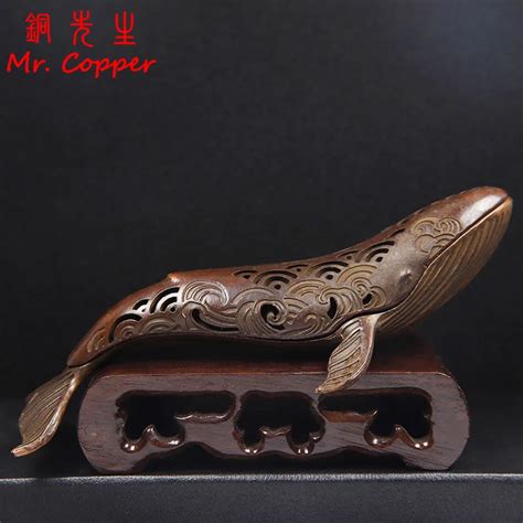 Античная медная маленькая статуя Кита настольные украшения фигурки морских животных