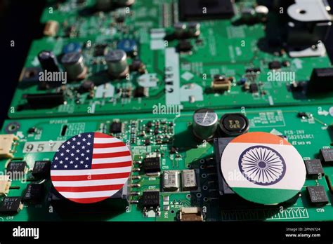 Motherboards And Flags Us And India Image Of Semiconductor Supply