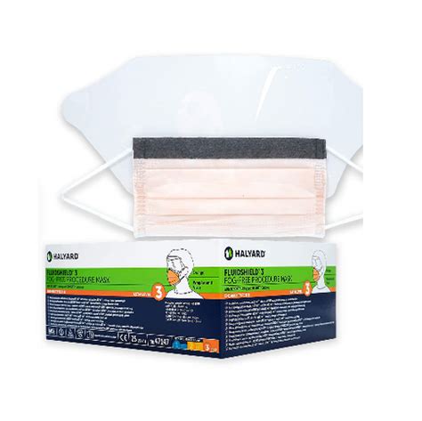 Fluidshield Level 3 Fog Free Procedure Mask Wraparound Visor Box Of 25