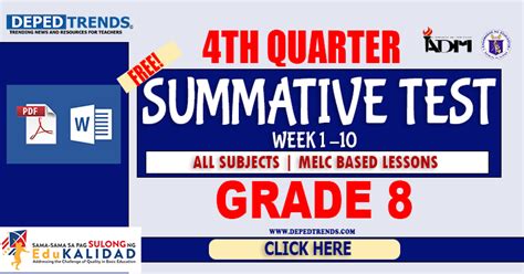 Grade 8 Quarter 4 Summative Test With Answer Key For Week 1 10 Sy 2022 2023