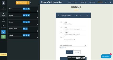 How To Install Recurring Donation Form on Site123 with Donorbox