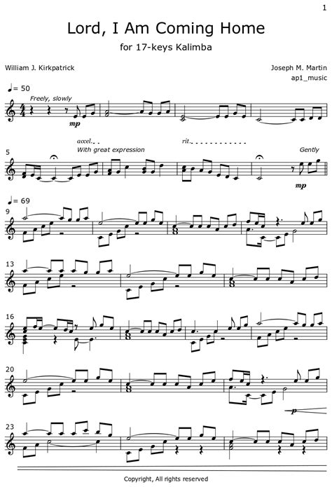 Lord I Am Coming Home Sheet Music For Piano