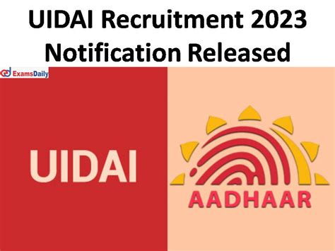 UIDAI Jobs Notification Get A High Salary Check Below For More Details