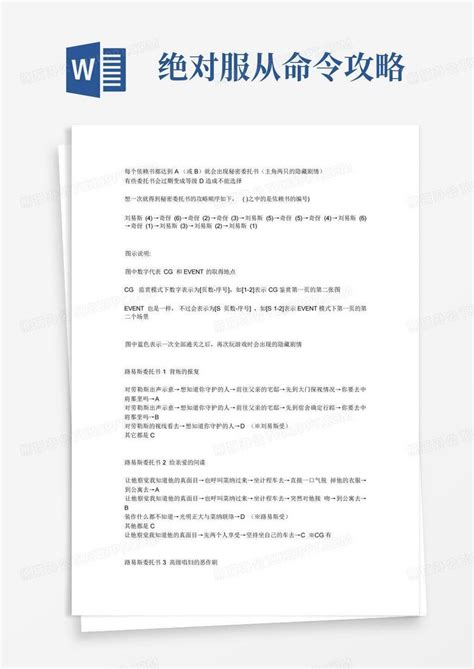 绝对服从命令攻略Word模板下载 编号qxmpwknr 熊猫办公