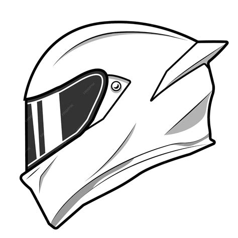 Ilustración De Casco De Motocicleta En Blanco Y Negro Vector Premium