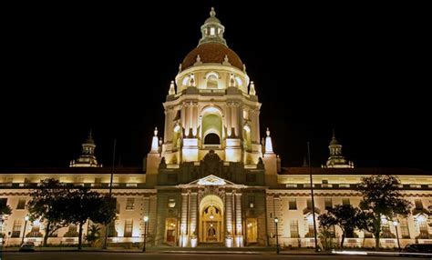 Walking Through Pasadena City Hall At Night In The Summer