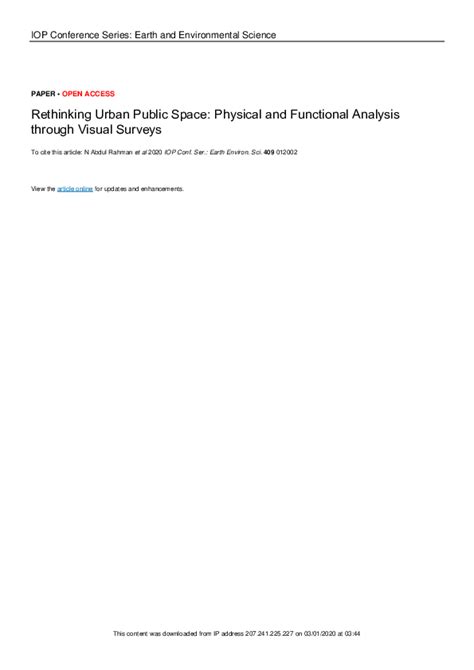 Pdf Rethinking Urban Public Space Physical And Functional Analysis Through Visual Surveys