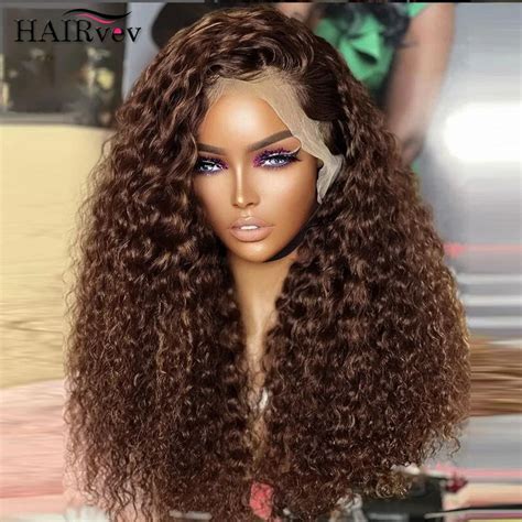 Pelucas De Cabello Humano Rizado Marr N Chocolate HD Para Mujer 13x4