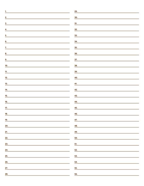 Numbered Lined Paper Printable