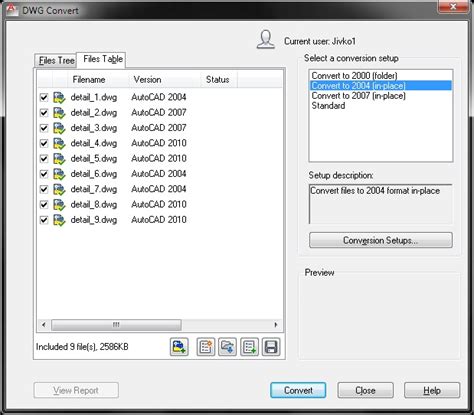 Autocad Convert Files Table Autocad Convert Files Table