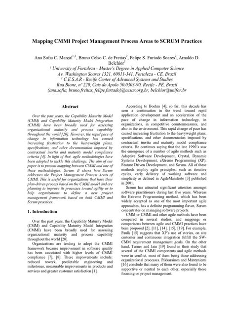 Mapping Cmmi Project Management Process Areas To Scrum Practices Download Free Pdf Scrum