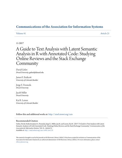 Pdf A Guide To Text Analysis With Latent Semantic Analysis In R With