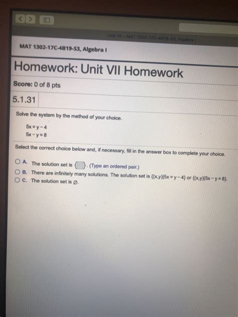 Solved Mat 1302 17c 4819 S3 Algebra L Homework Unit Vii