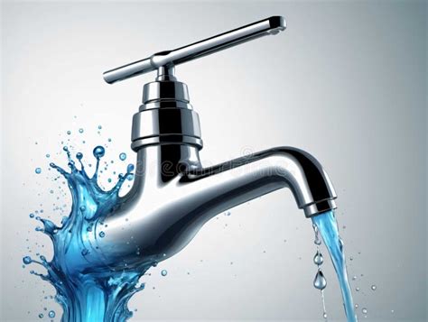 кран с водой выплеснутой из него генеративный помощник Иллюстрация штока иллюстрации