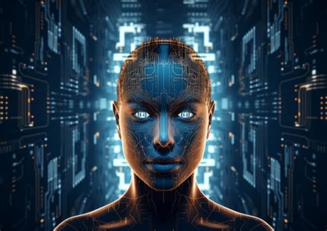 Premium Photo Human With Digital Circuitry Pattern Overlaying The Head And Body Artificial