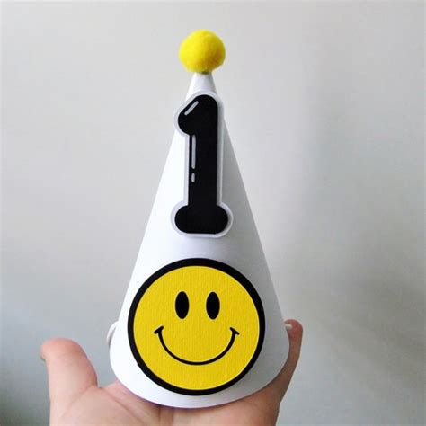 Editable One Happy Dude Retro Smiley Face Birthday Invitation Etsy