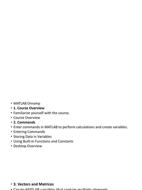 Introduction To Matlab An Overview Of The Key Concepts And Capabilities Covered In The Onramp