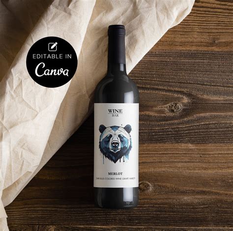 Wine Bottle Label With Unique Image Wine Bottle Labels Template Craft Wine Labels Custom Wine