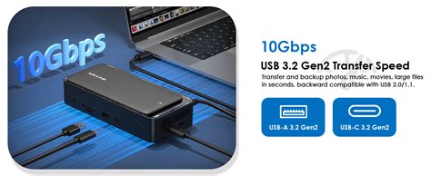 Wavlink Laptop Docking Station 3 Monitors 13 In 1 Usb Hub With 10gbps M 2 Pcie Sata