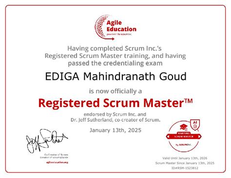 Registeredscrum Agileeducation Ediga Mahindranath Goud
