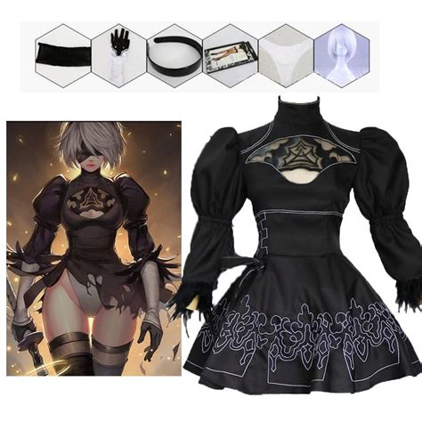 Nier Automata 2b Yorha No2 Cosplay Costume Suit Full Set Outfit With
