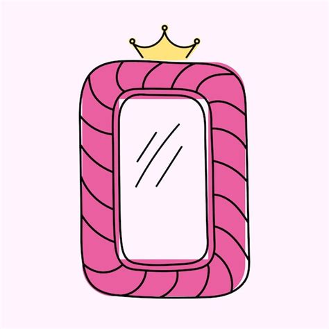 Premium Vector Cute Rectangular Vector Mirror In Bright Pink Color