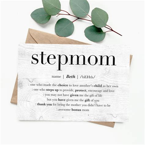 Mothers Day Card For Stepmom Stepmother Birthday Card Custom Etsy