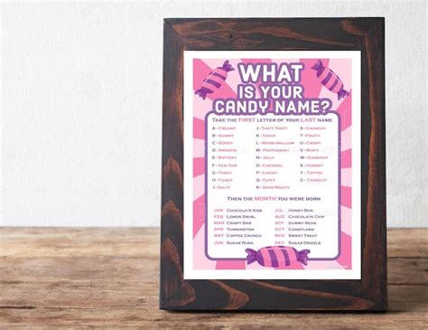 What Is Your Candy Name Candy Game Candy Name Tag Candy Printable Candy Birthday Party