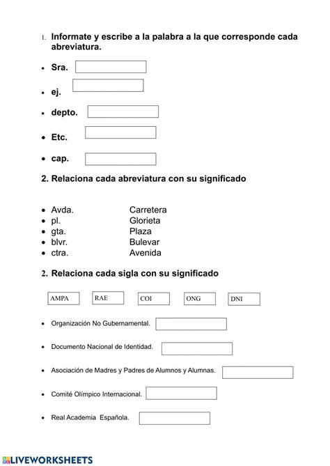 Ejercicio Interactivo De Abreviaturas Y Siglas Artofit