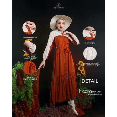 Jual Mazna Midi Dress Ar Rafi New Shopee Indonesia
