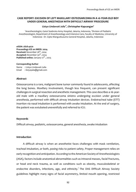 Pdf Case Report Excision Of Left Maxillary Osteosarcoma In A 16 Year