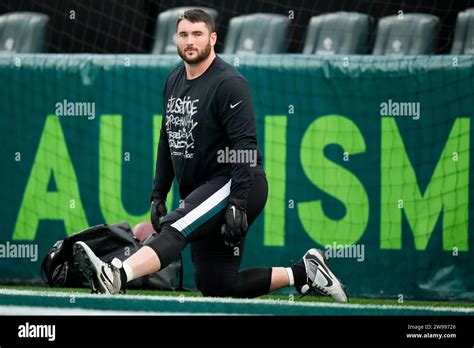 Philadelphia Eagles Guard Landon Dickerson Warms Up Before An Nfl