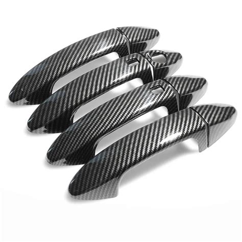 Cubierta De Manija De Puerta Exterior Impresa De Fibra De Carbono Moldura De Estilo Para Ford