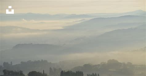 멀리 나무와 언덕이 있는 안개 낀 계곡 사진 Unsplash의 무료 회색 이미지