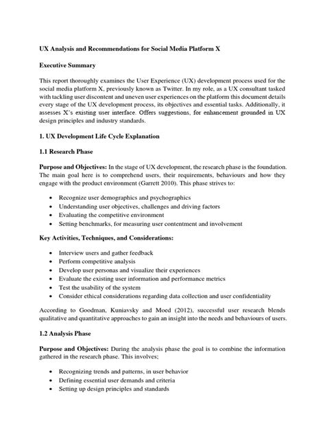 Ux Analysis And Recommendations For Social Media Platform X 1 Pdf