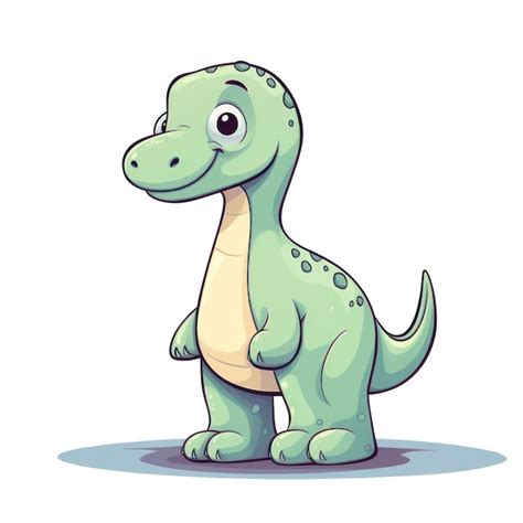 Lindo pequeño brontosaurio aislado ilustración al estilo de dibujos
